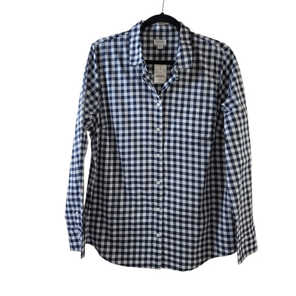 J. Crew | Tops | Nwt Jcrew Navy Blue Gingham Button Down Shirt Sz Xl | Poshmark